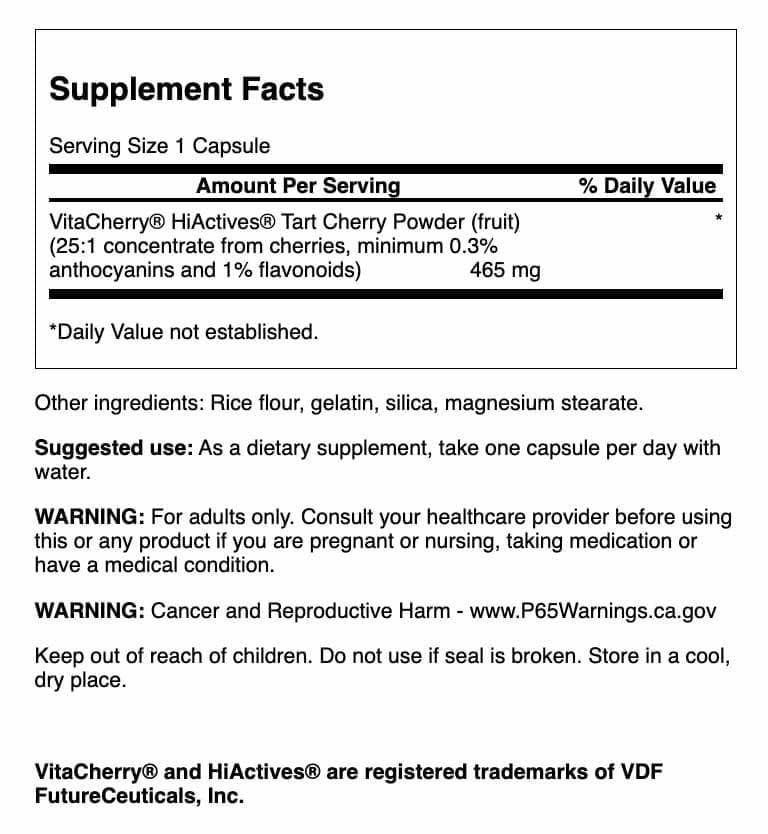 Tart cherry multivitamin for active lifestyles