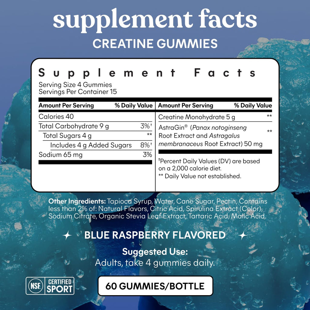 Tasty blue raspberry gummies for muscle support