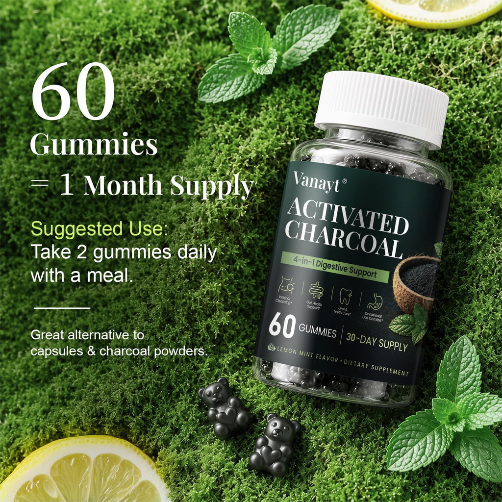 Tasty charcoal gummies for digestive wellness