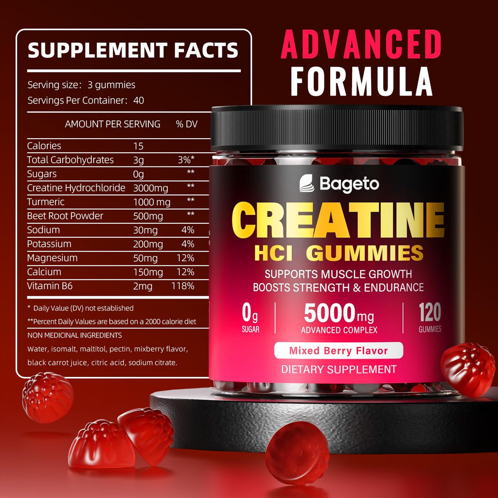 Tasty creatine HCl gummies with turmeric