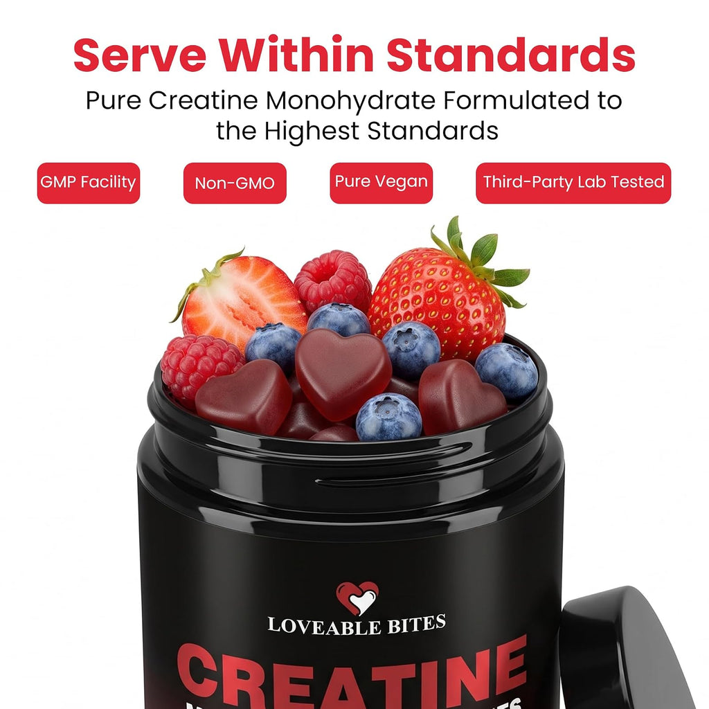 Tasty creatine monohydrate gummies for performance