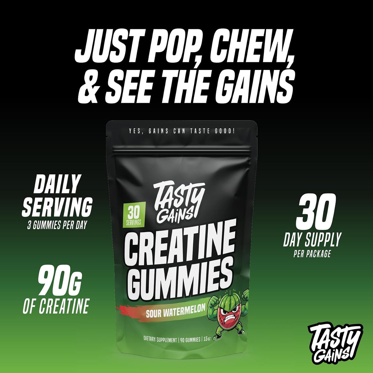 TASTY GAINS 90 count creatine supplement