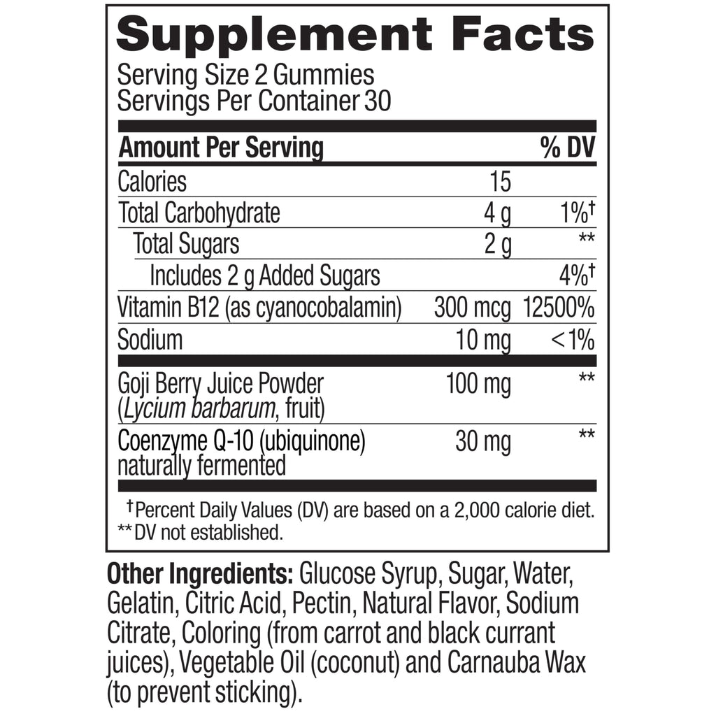 Tasty goji berry energy gummies