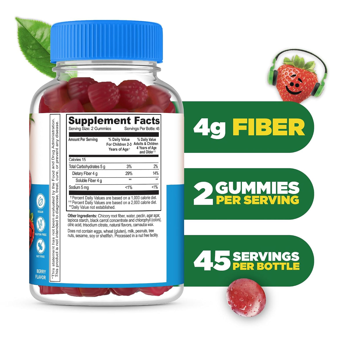 tasty kids gummies with 4g fiber