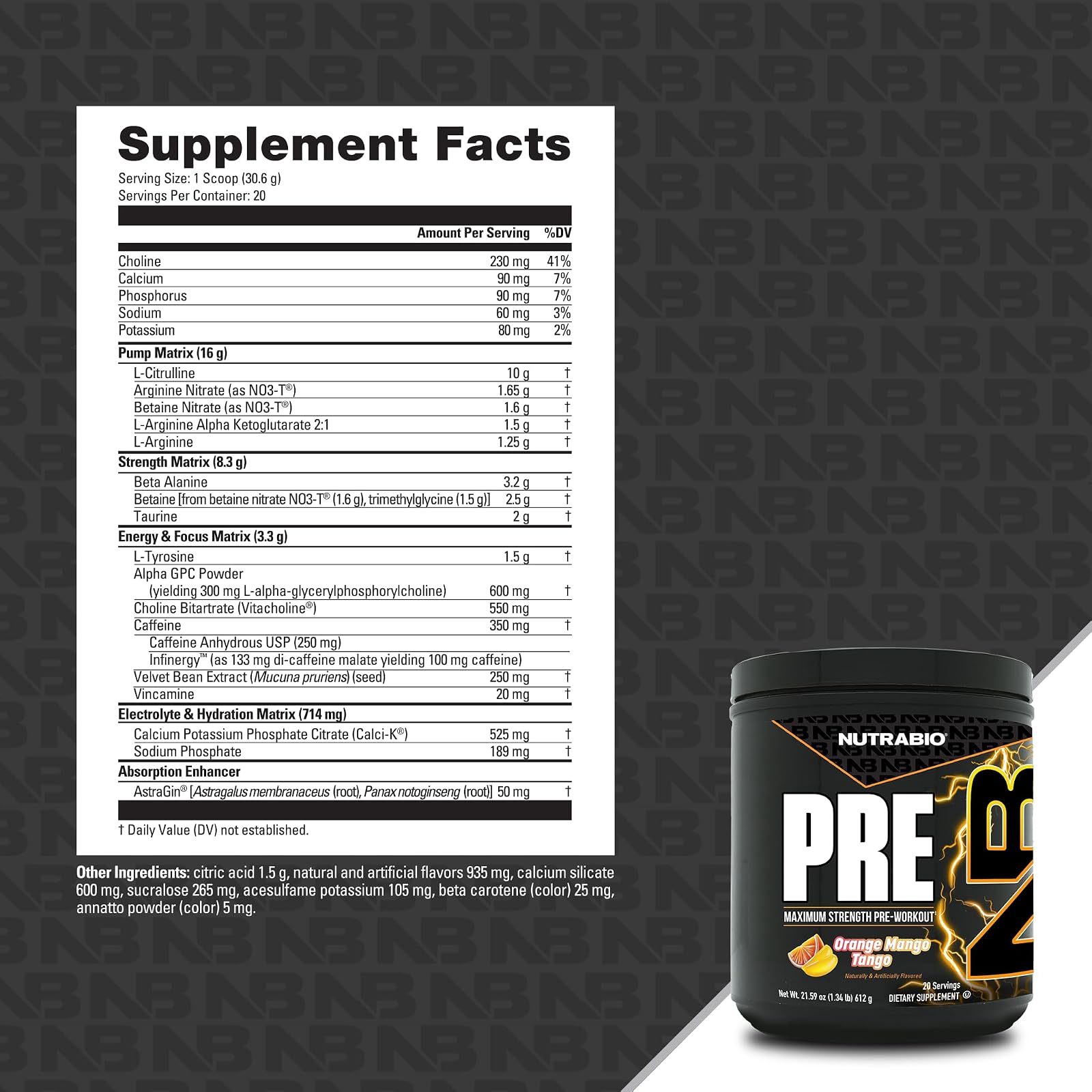 Tasty orange mango preworkout supplement