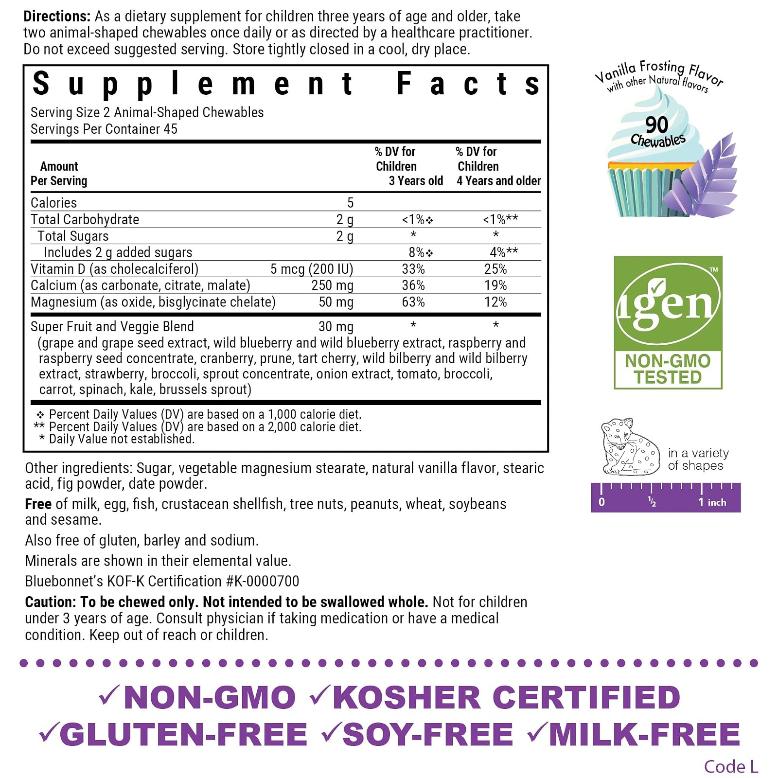 tasty rainforest animalz calcium supplement