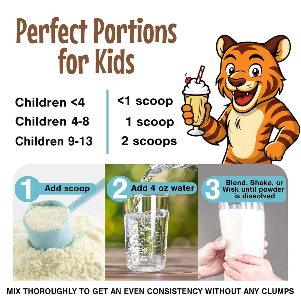 Tasty vanilla whey protein for children
