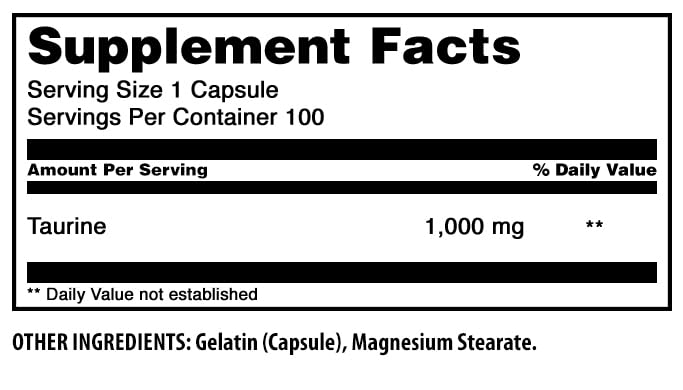 Taurine capsules for muscle recovery