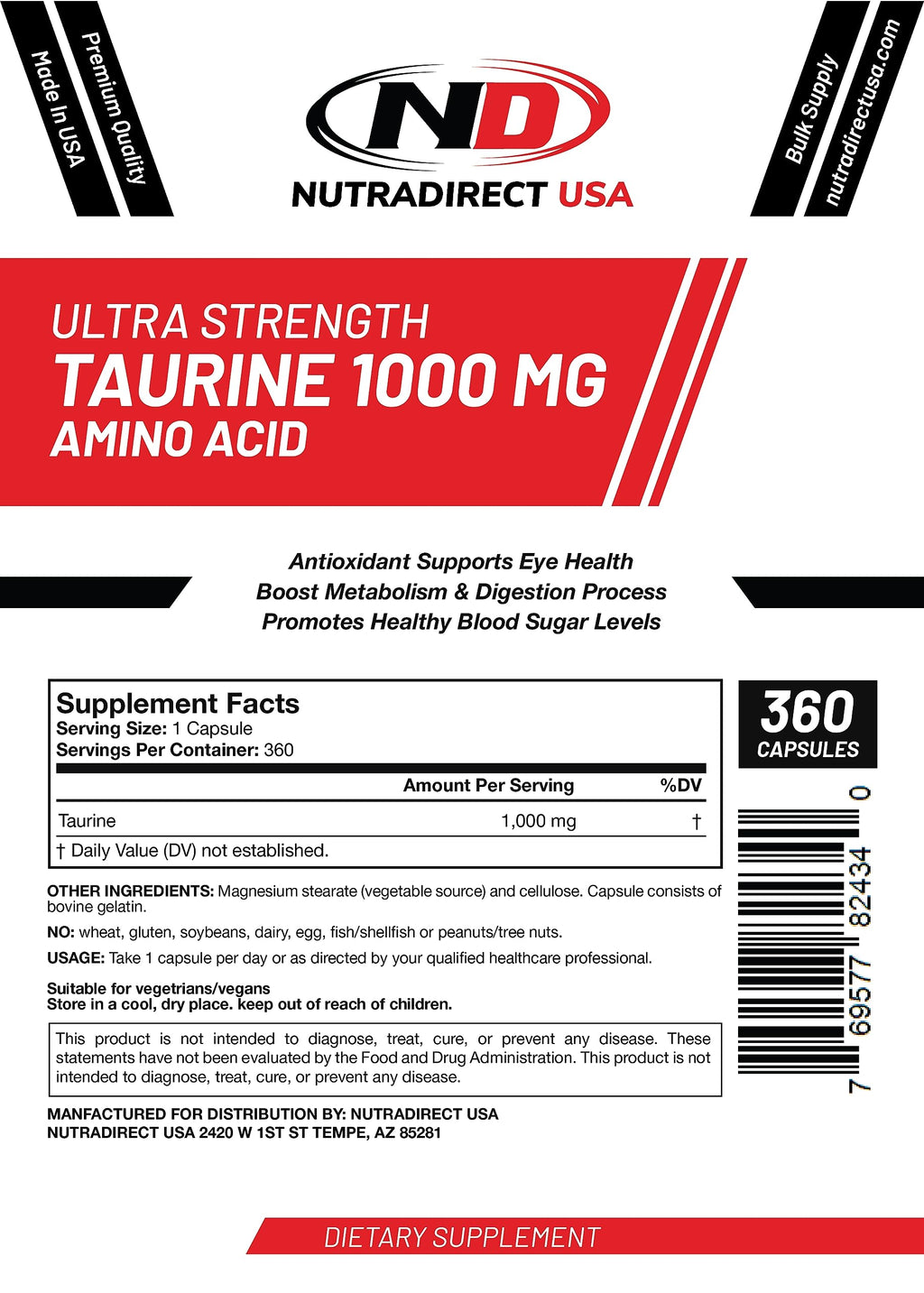 Taurine capsules support heart health
