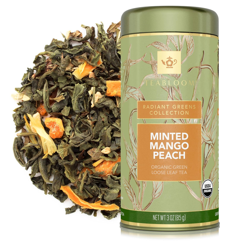 Teabloom organic green tea canister