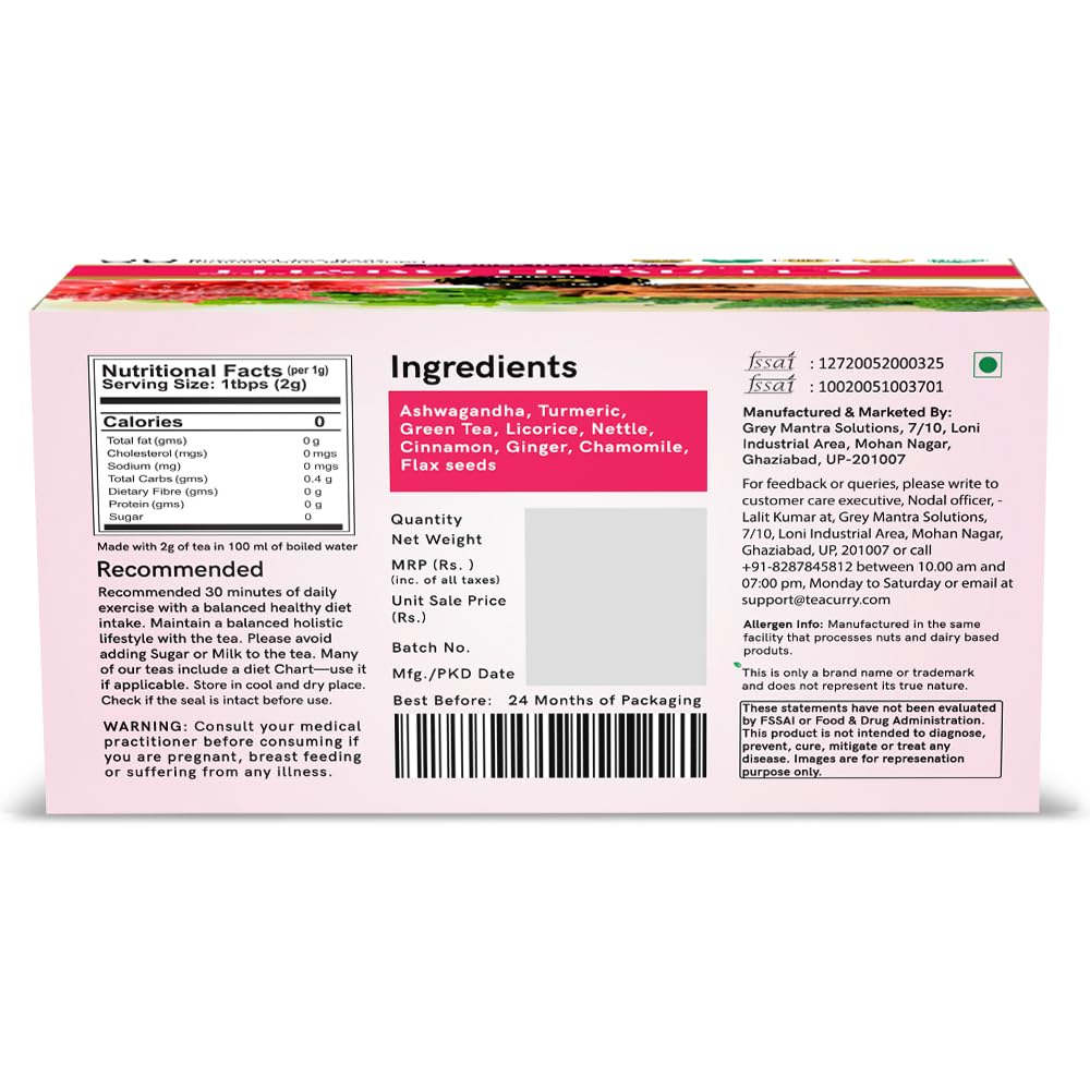 Teacurry green tea bags for daily energy
