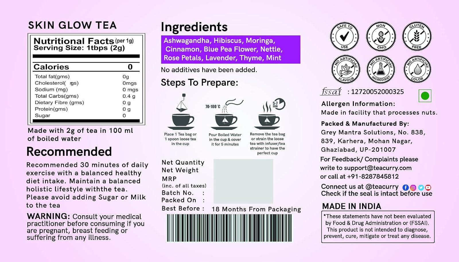 TEACURRY tea for healthy glow