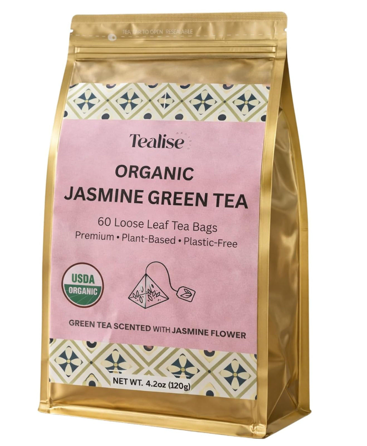 Tealise organic jasmine green tea bags