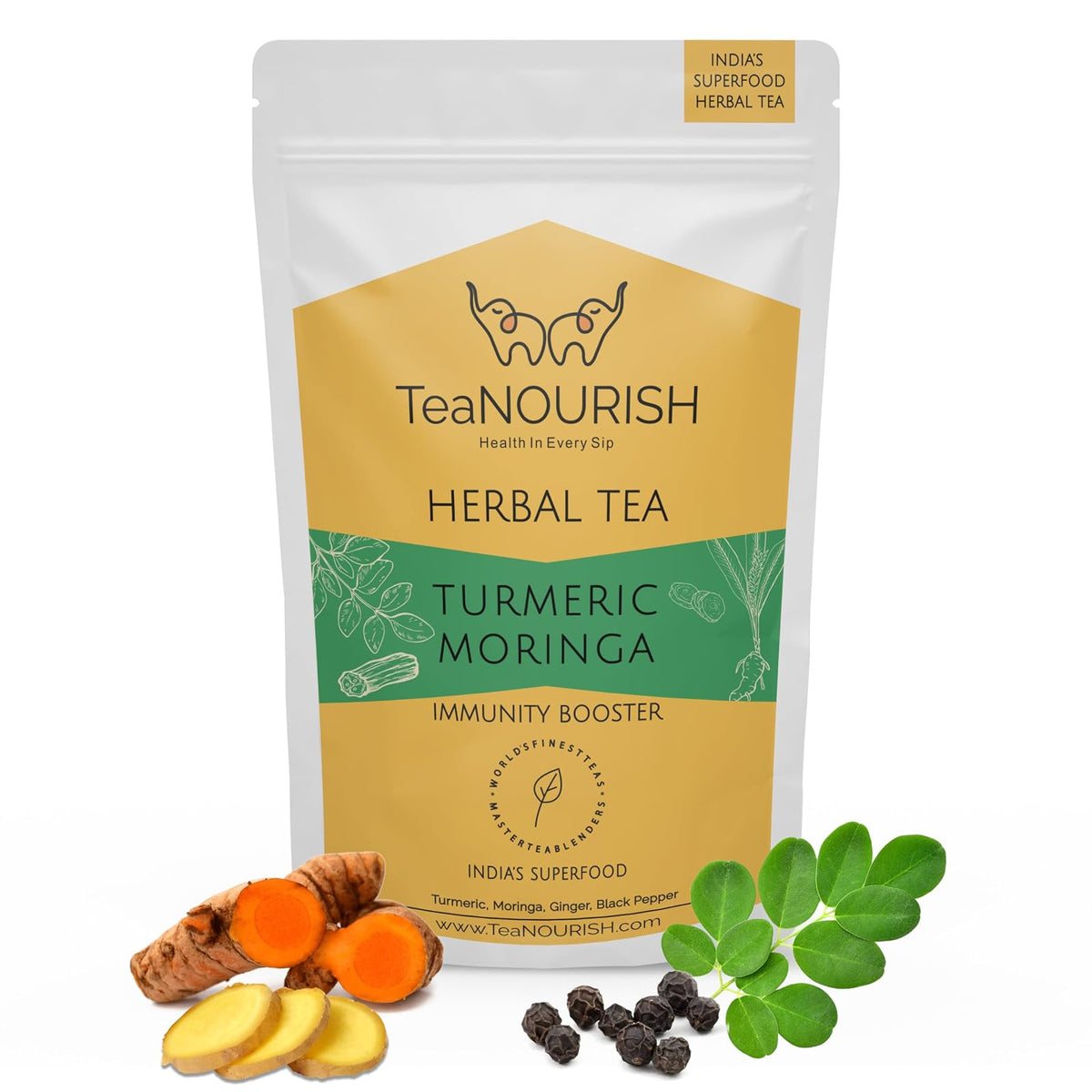 TeaNOURISH turmeric moringa herbal tea benefits