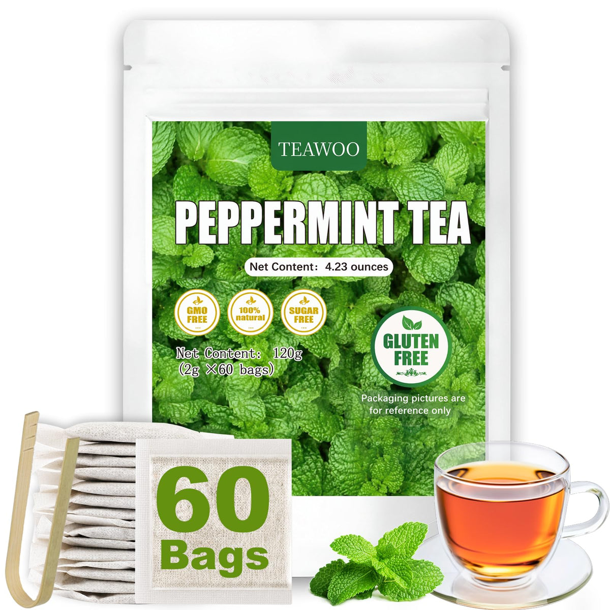 TEAWOO peppermint herbal tea bags