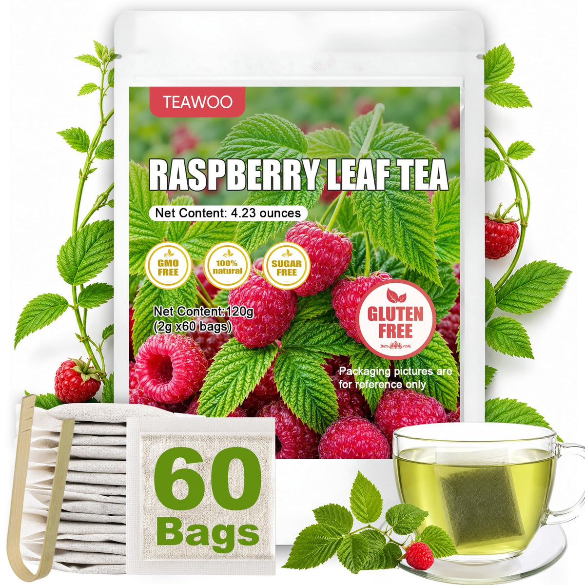 TEAWOO red raspberry leaf tea bags