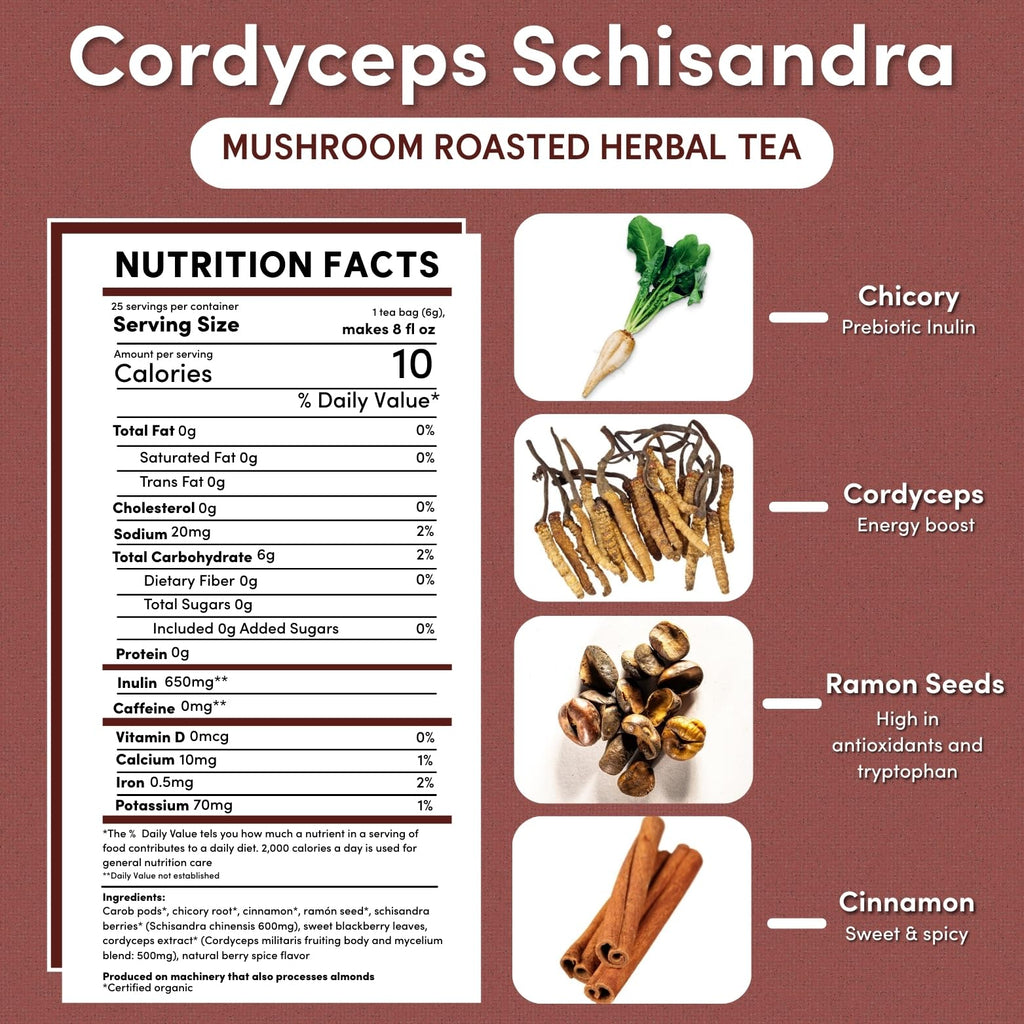 Teeccino Cordyceps Schisandra tea bags