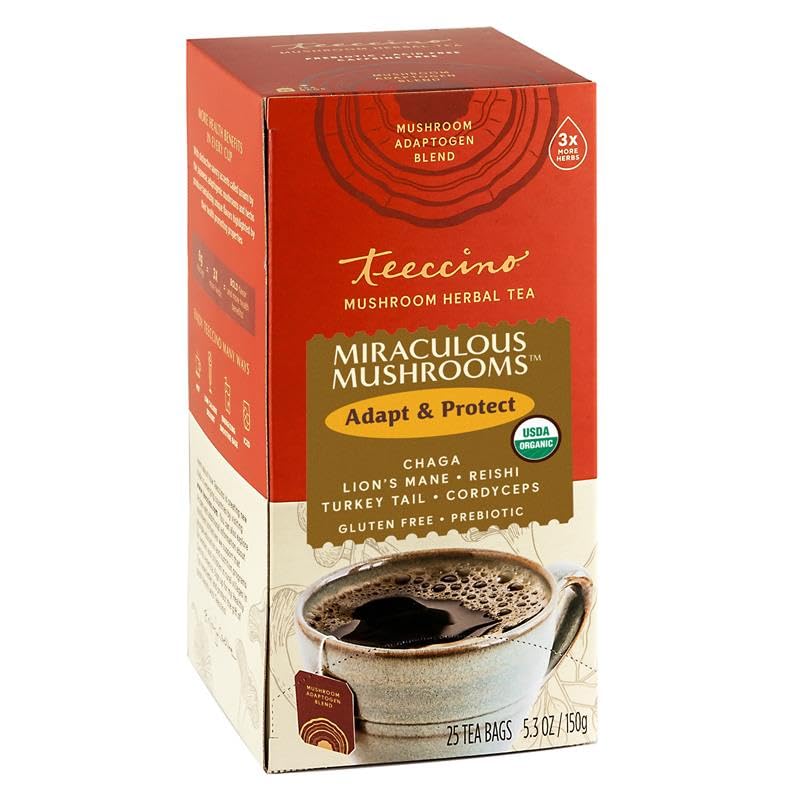 Teeccino herbal tea with mushrooms