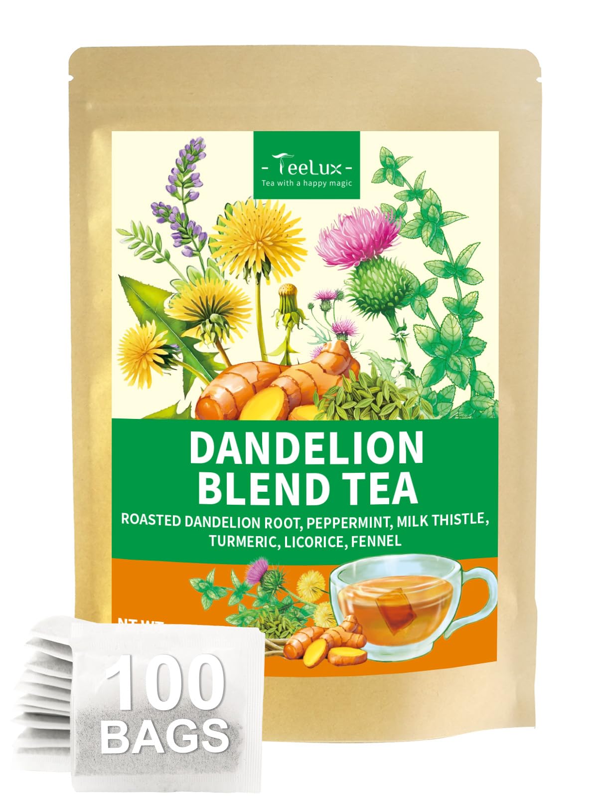 TeeLux dandelion herbal tea bags