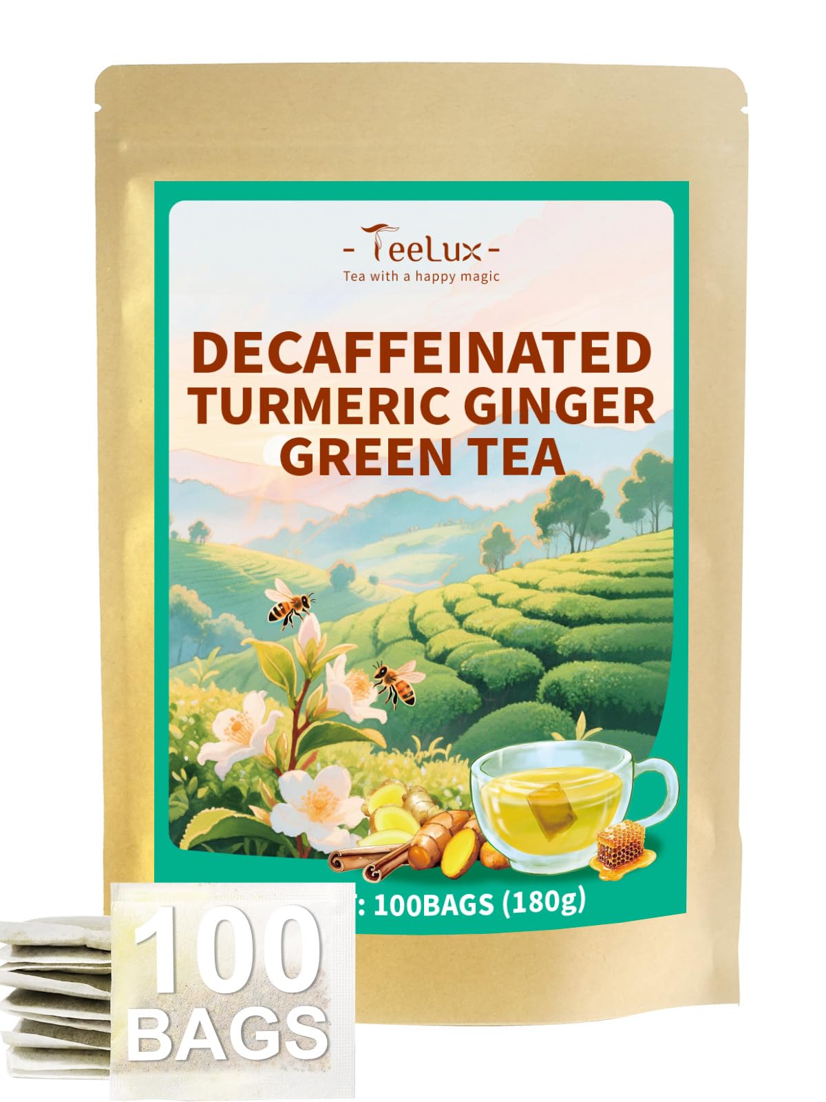TeeLux ginger turmeric herbal tea bags