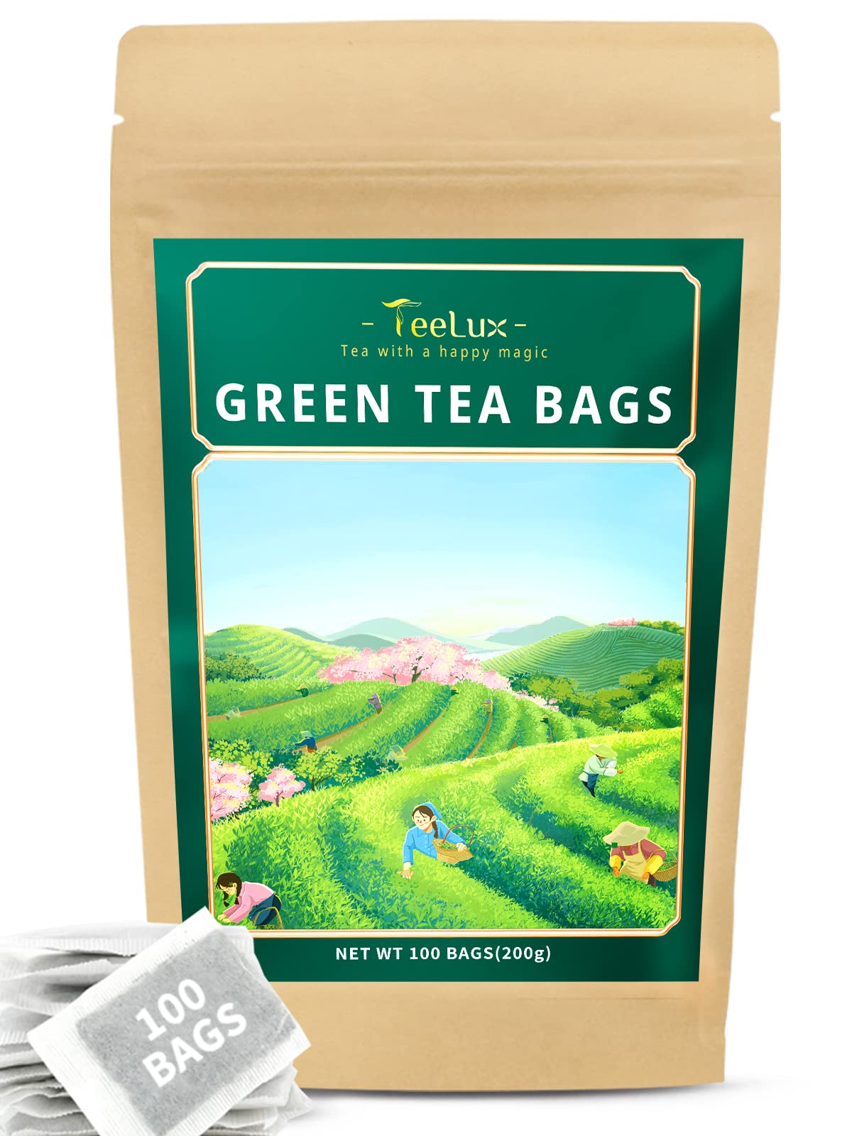 TeeLux green tea bags 100 count