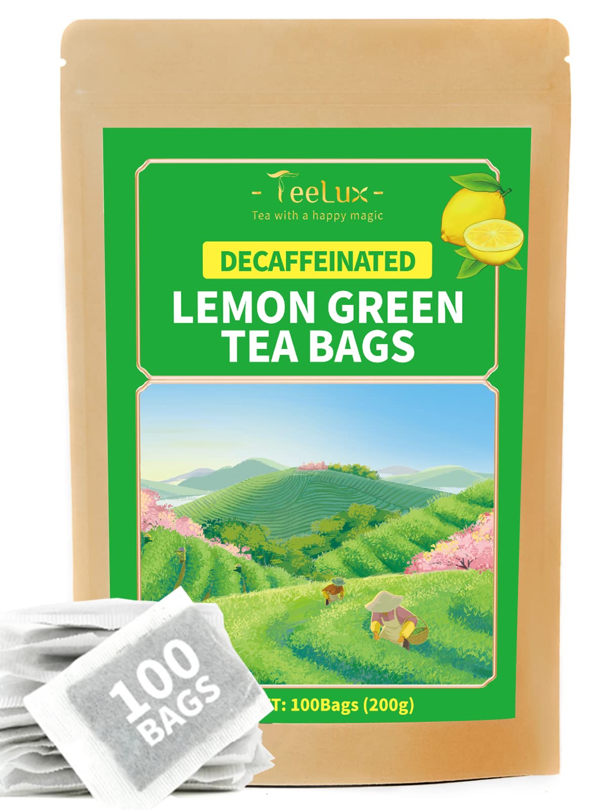 TeeLux green tea bags for relaxation