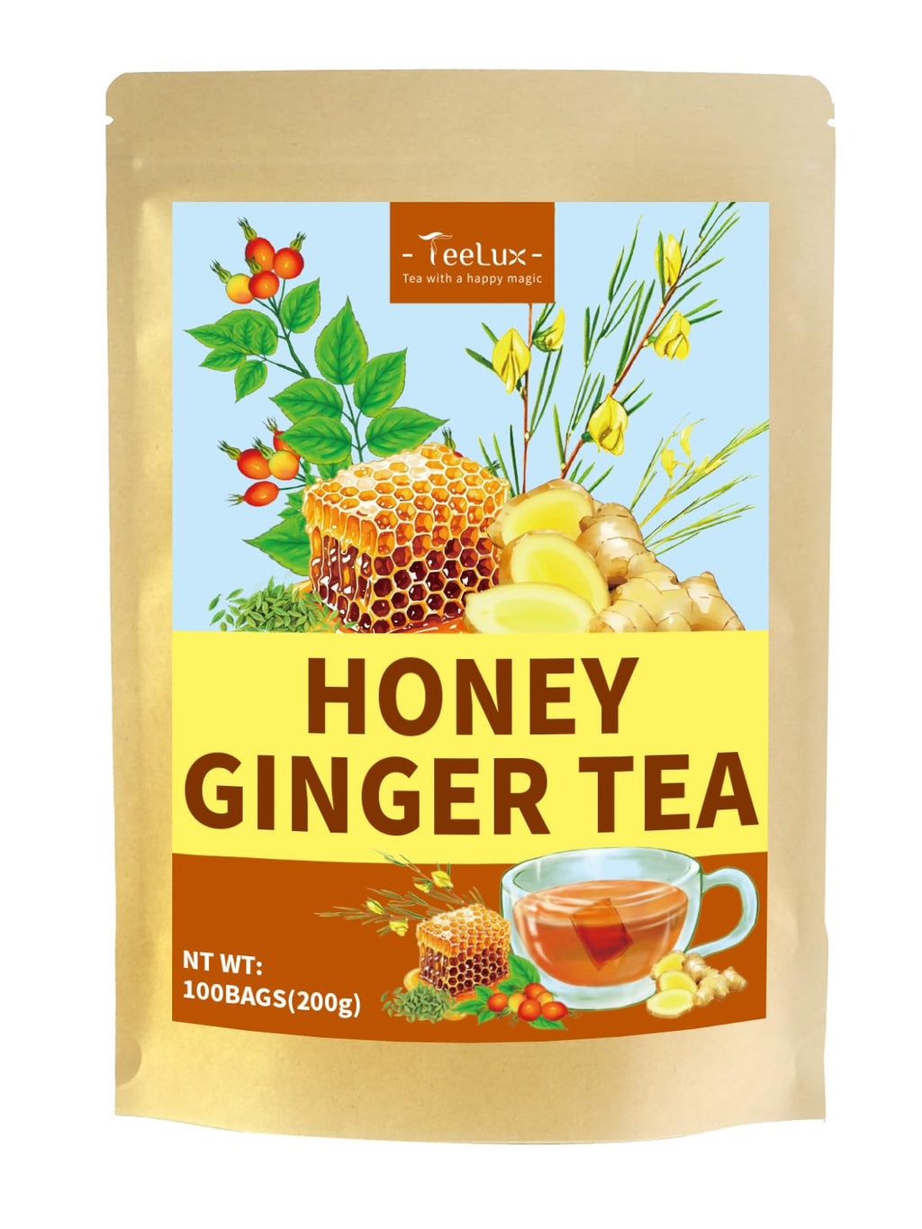 TeeLux honey ginger tea bags