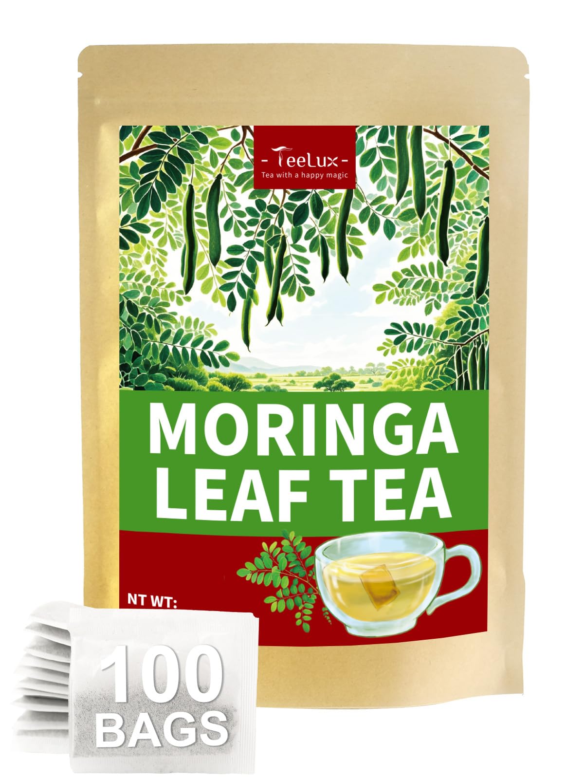 TeeLux Moringa Leaf Tea Bags for energy
