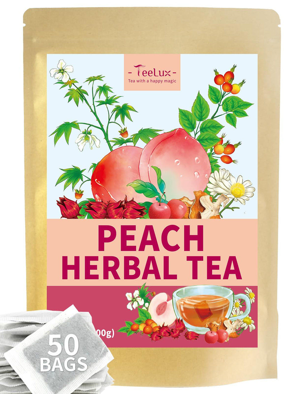 TeeLux peach herbal tea bags
