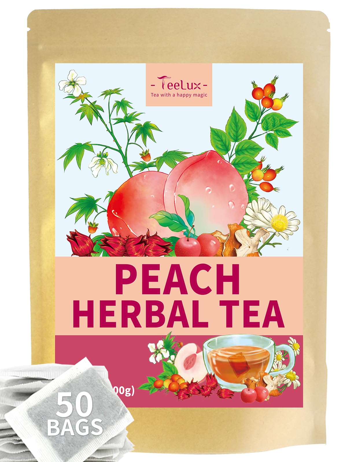 TeeLux peach herbal tea bags