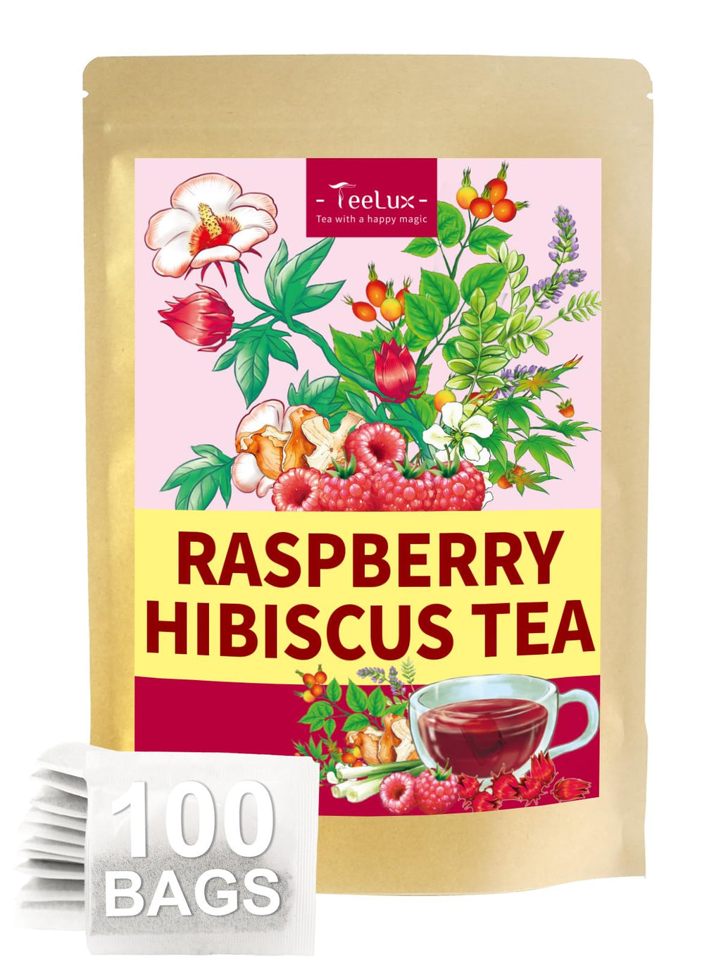 TeeLux raspberry hibiscus tea bags