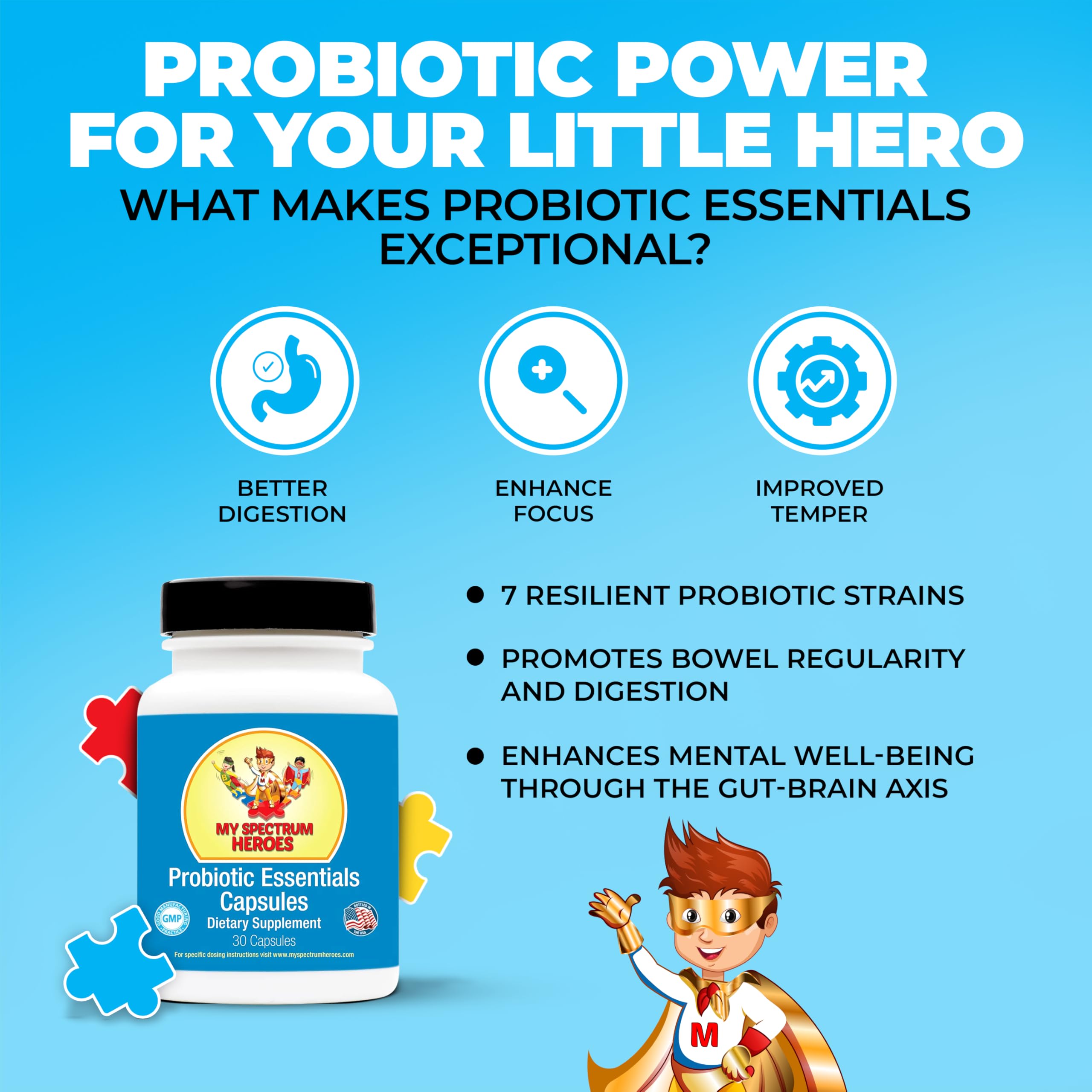 Teen-friendly probiotic capsules for digestion