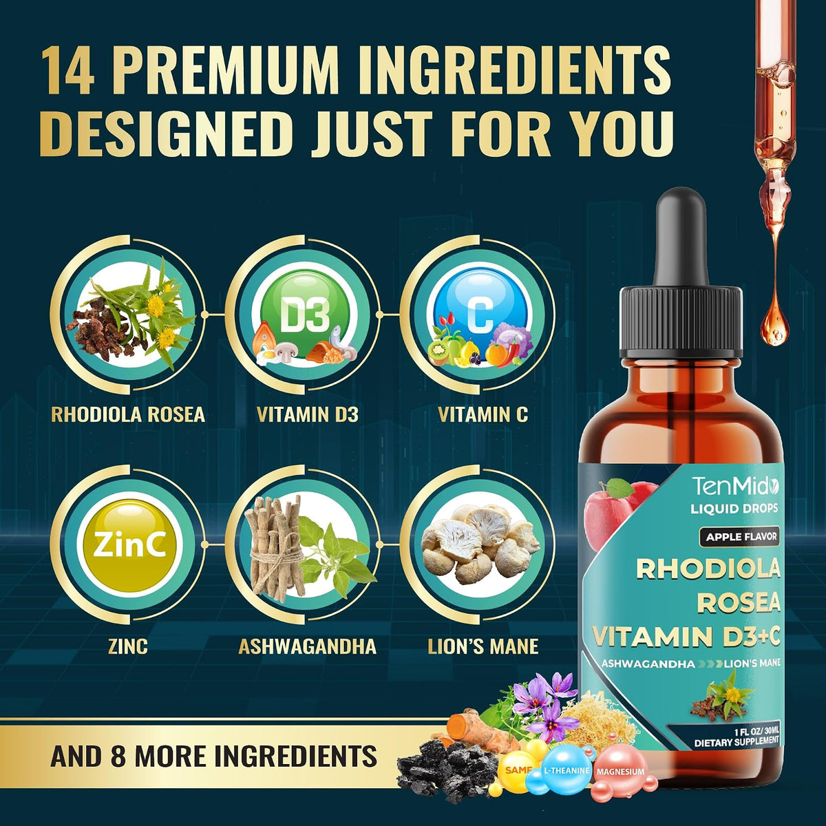 Tenmido Rhodiola tincture for mental clarity