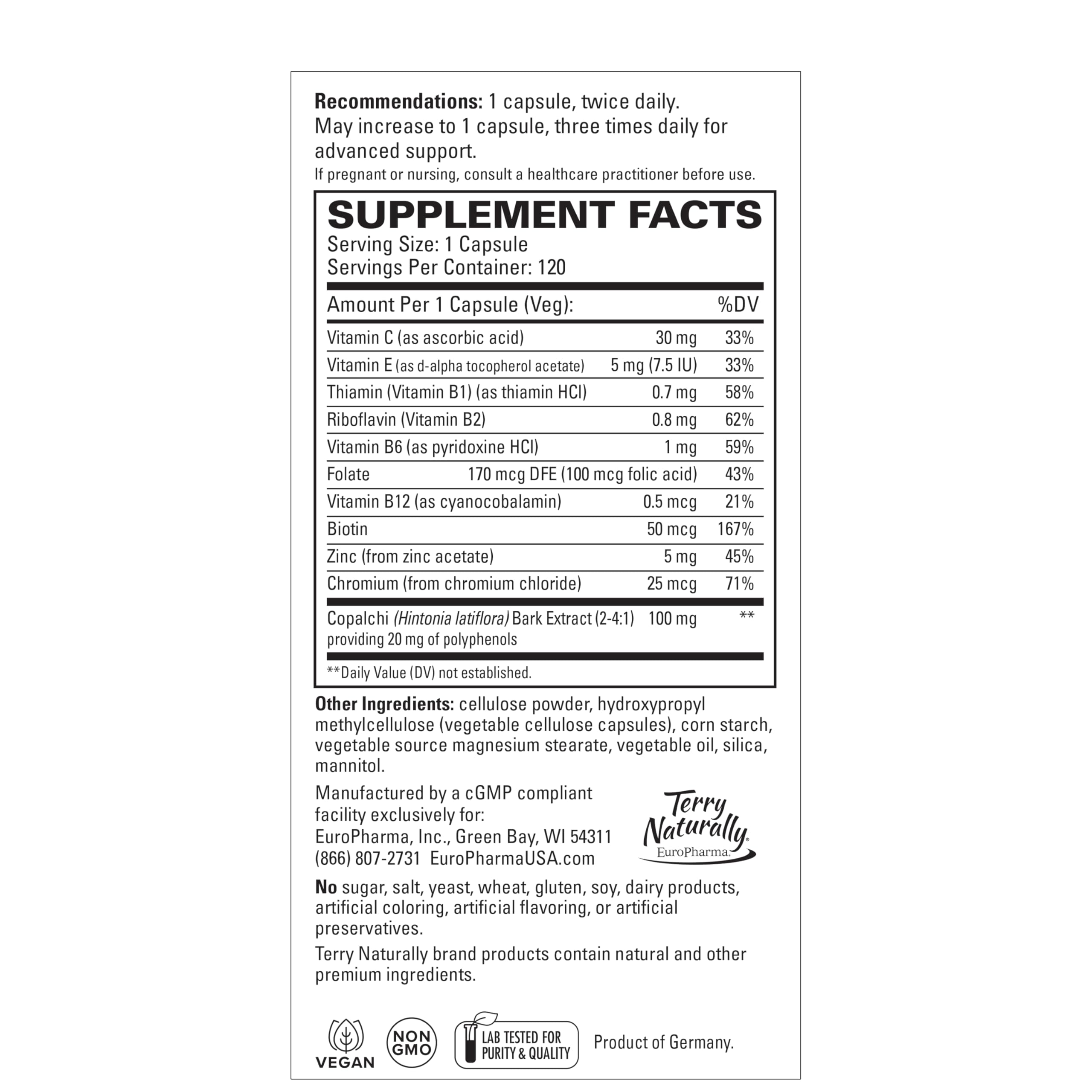 Terry Naturally vitamin supplements for energy balance