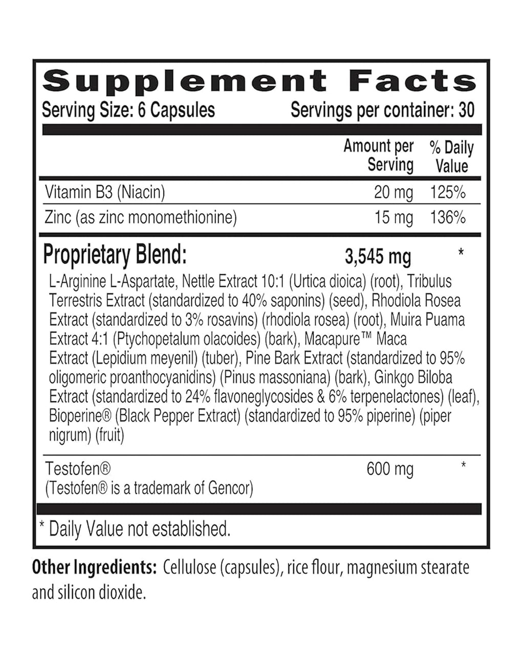 Testosterone booster with Ginkgo extract