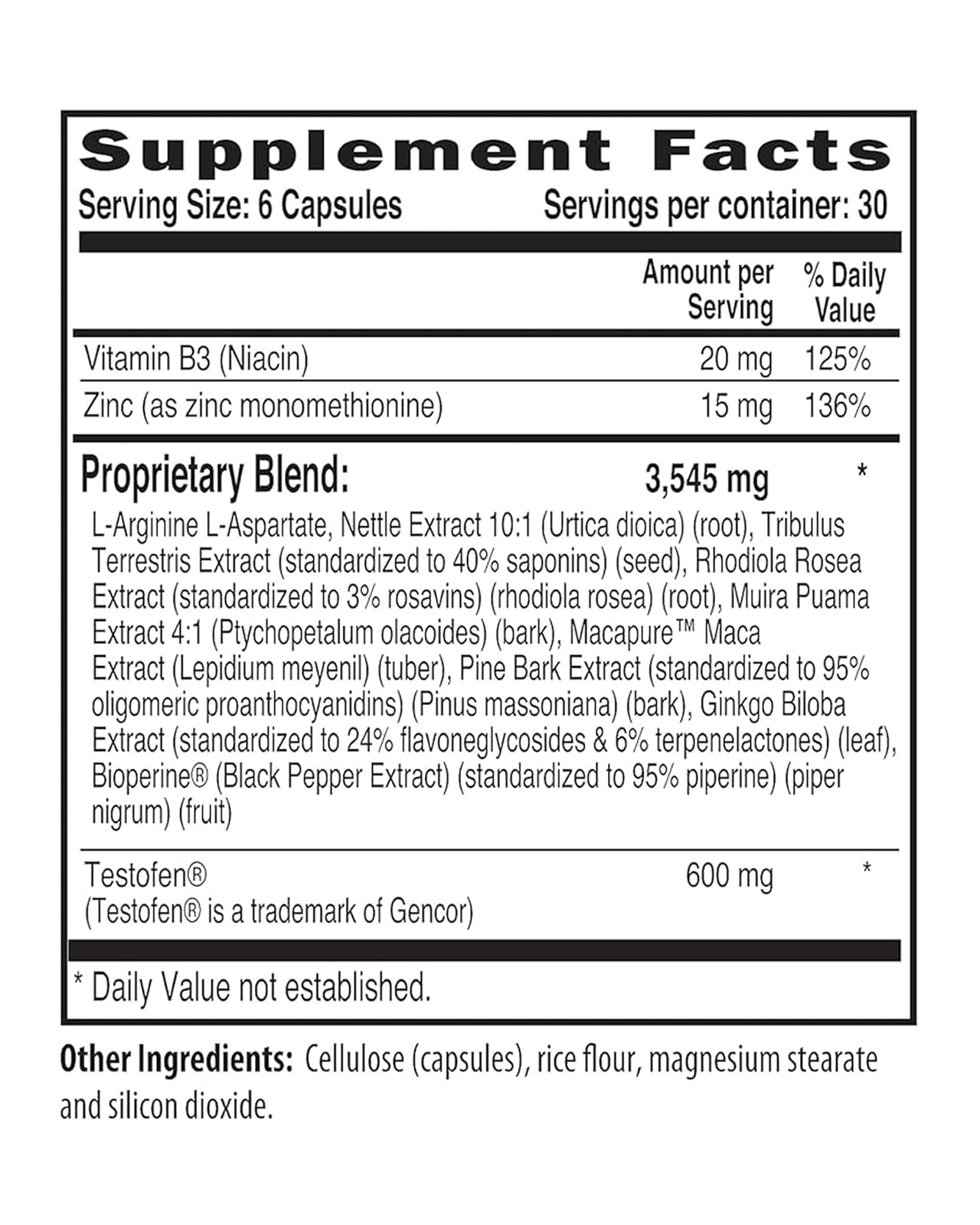 Testosterone booster with Ginkgo extract