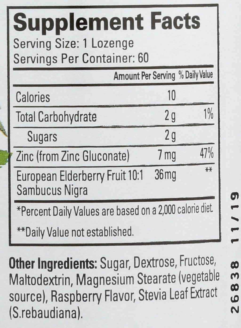 TheraZinc lozenges with elderberry extract
