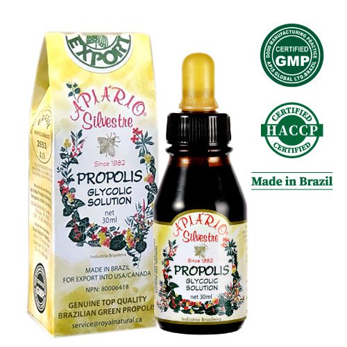 three bottles of bee propolis