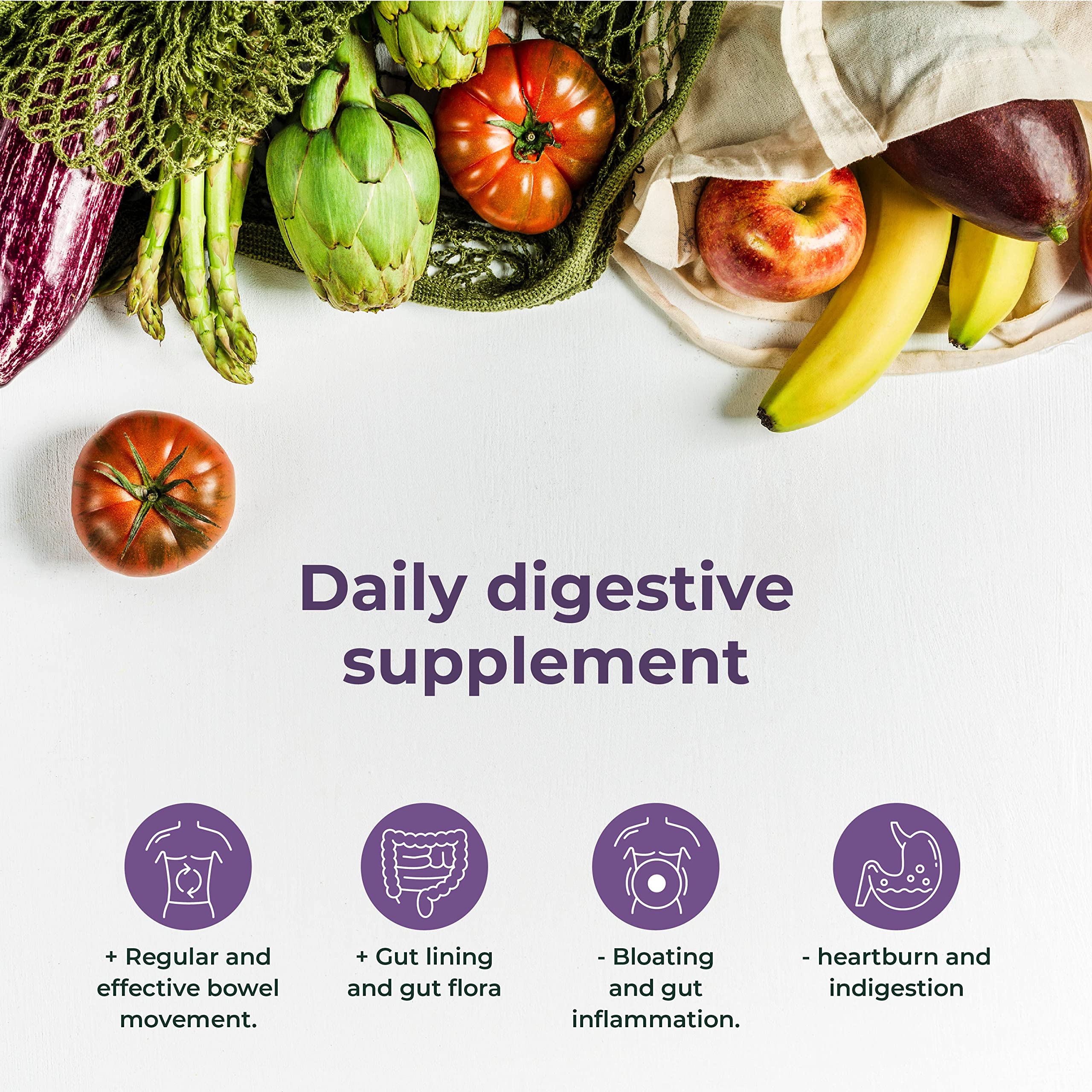 three bottles of gut health supplements