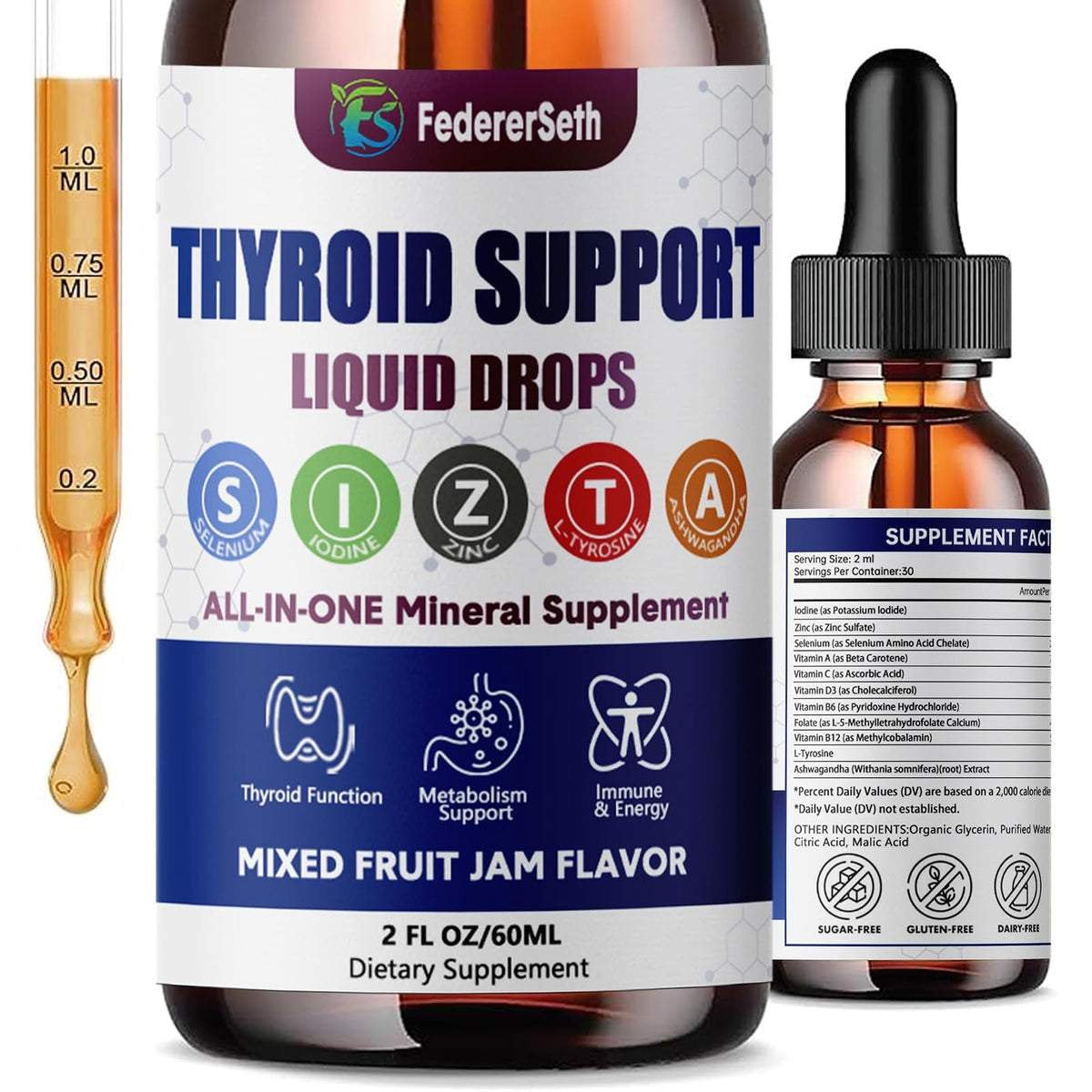 Thyroid support drops for energy