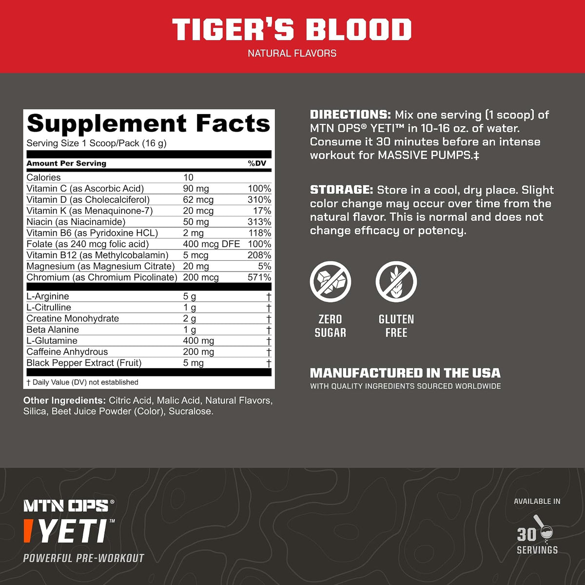 Tiger's Blood flavour pre-workout powder