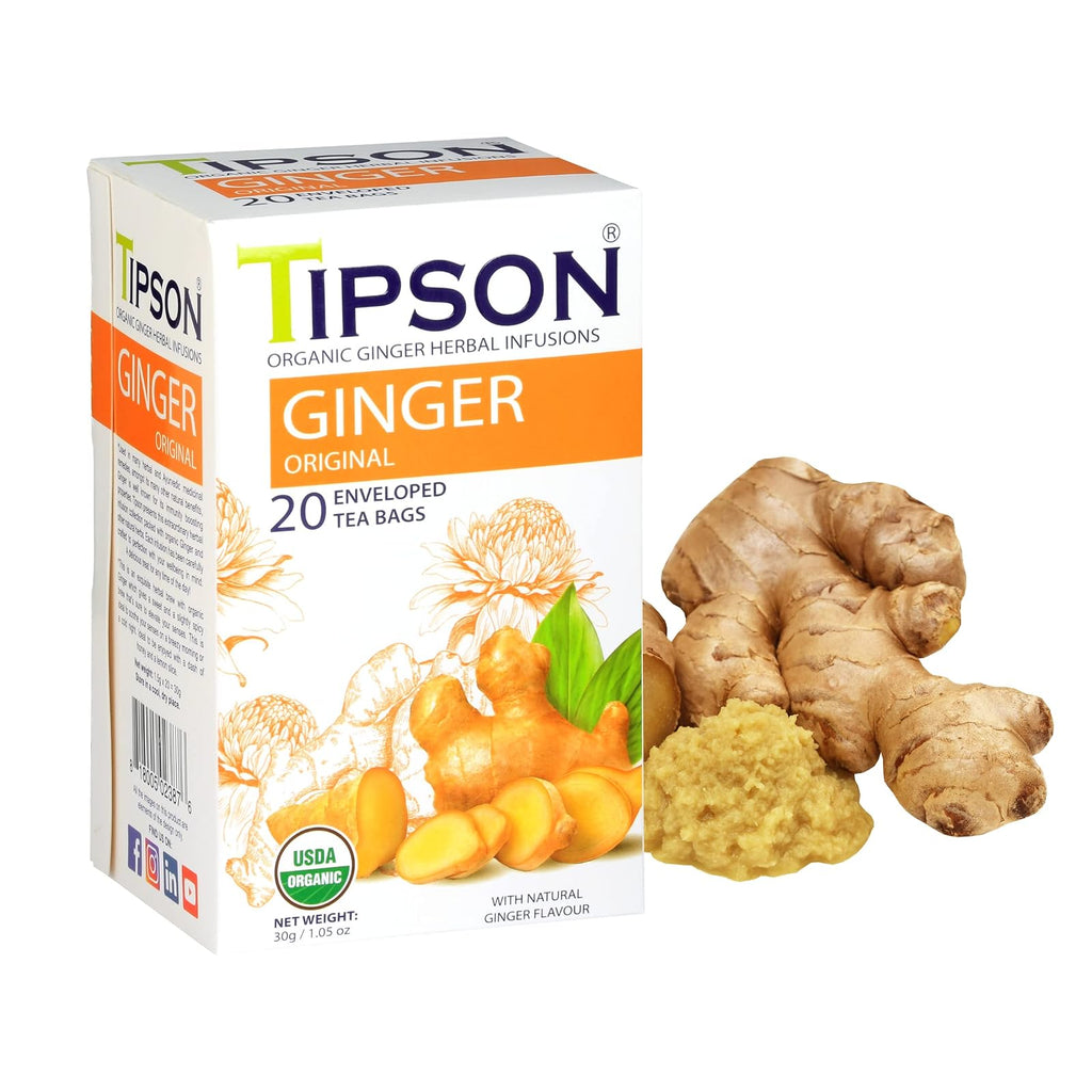 Tipson organic ginger herbal tea bags