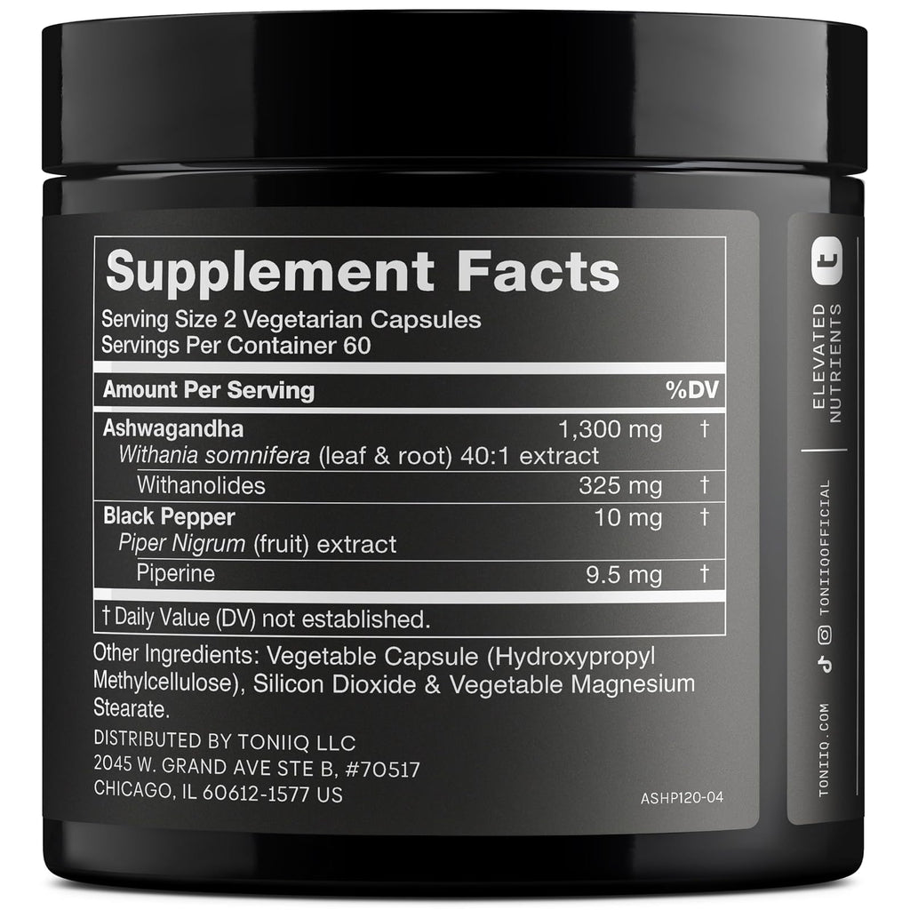 Toniiq ashwagandha extract for enhanced focus