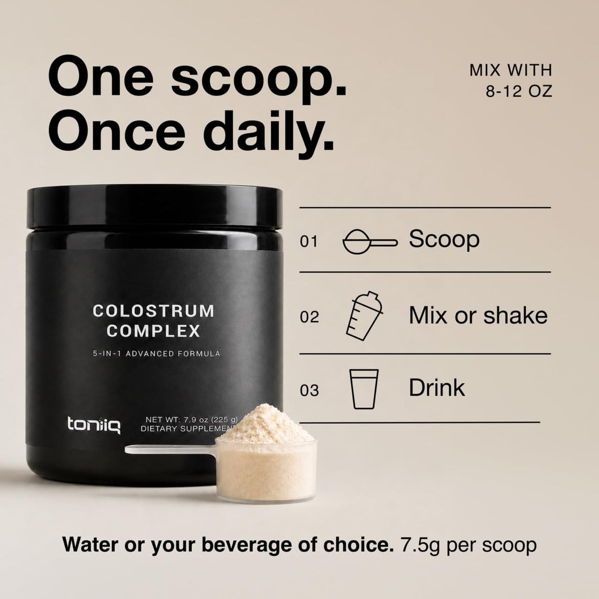 Toniiq colostrum powder for immune support