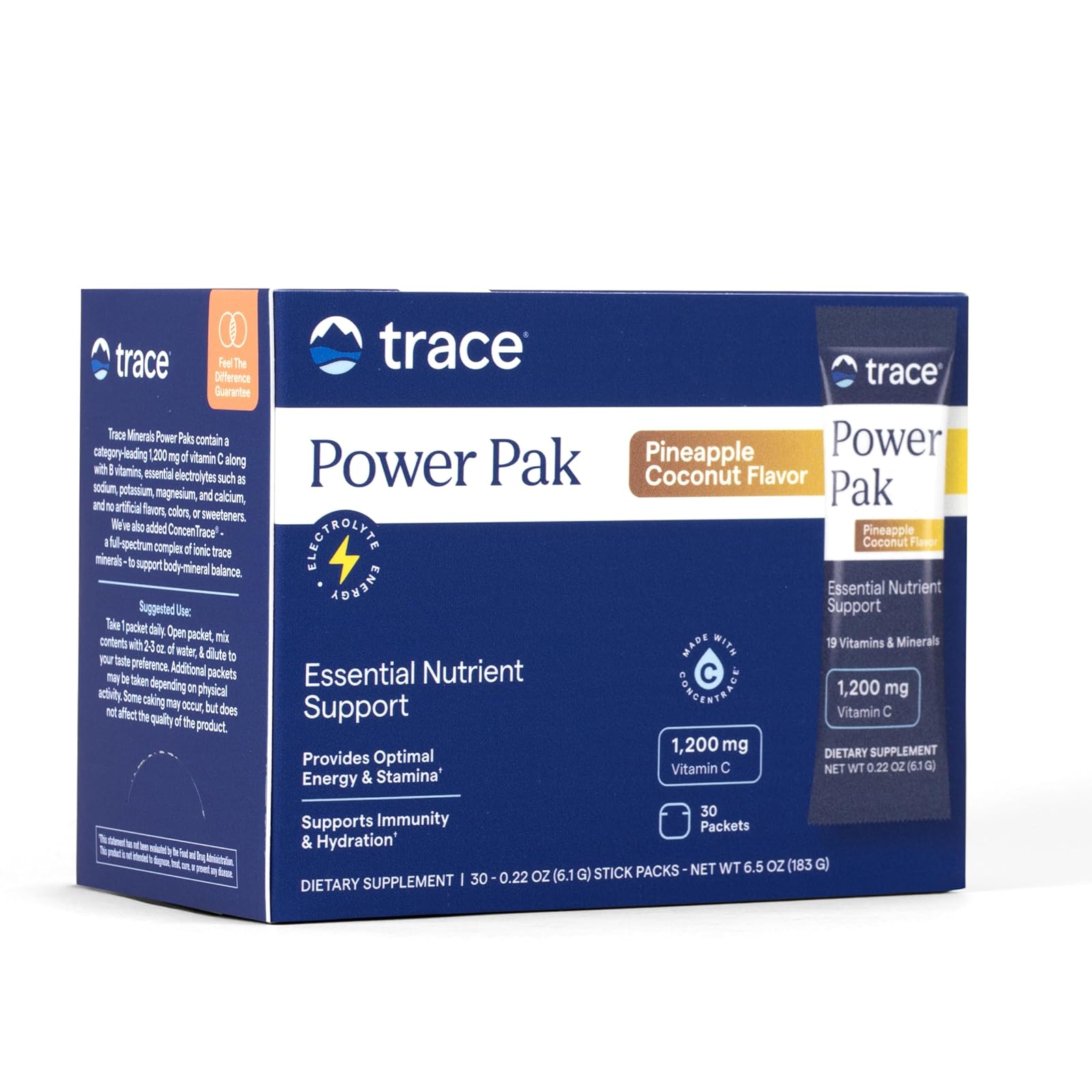 Trace Minerals electrolyte packets for hydration