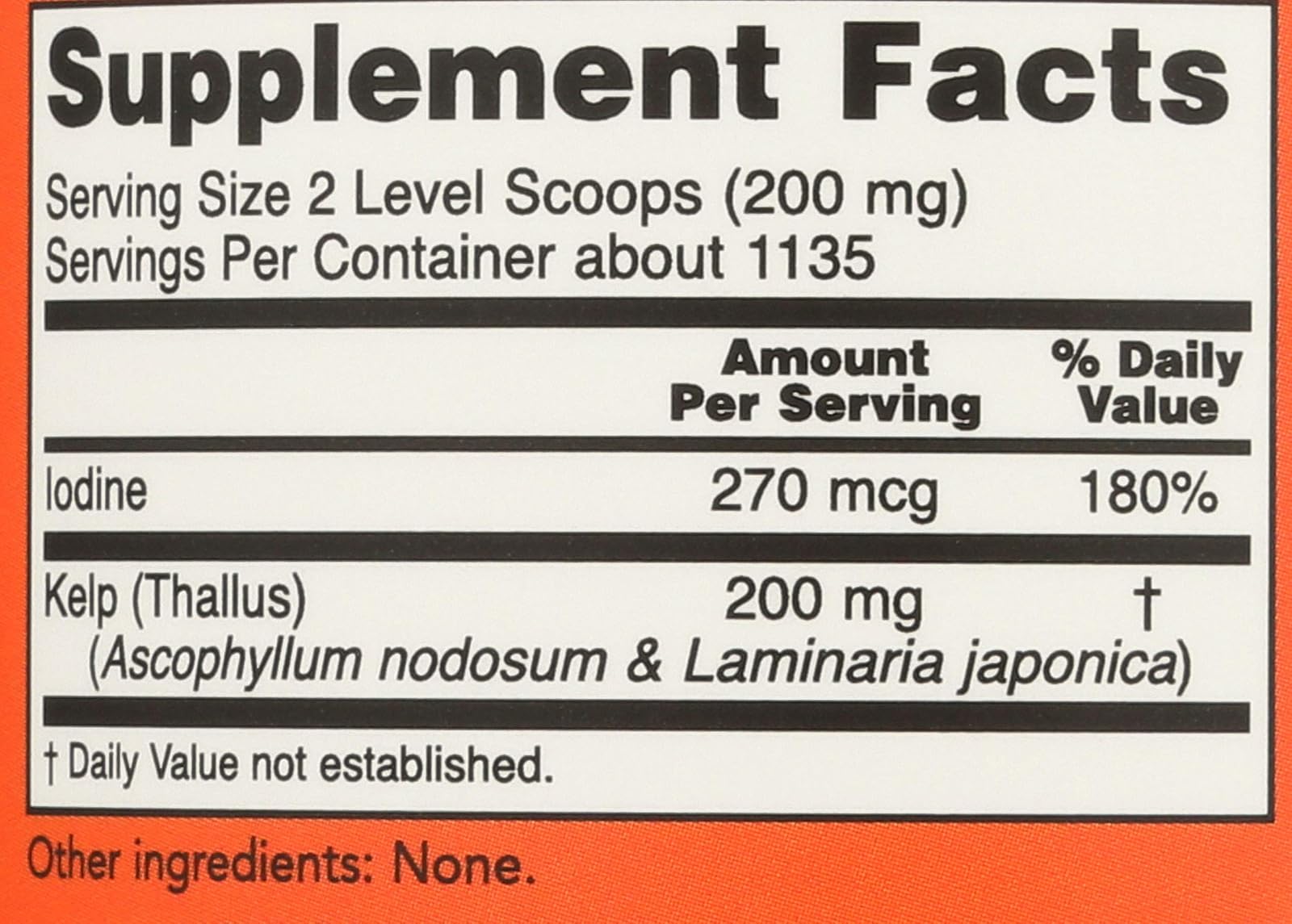 Trace minerals supplement with kelp powder