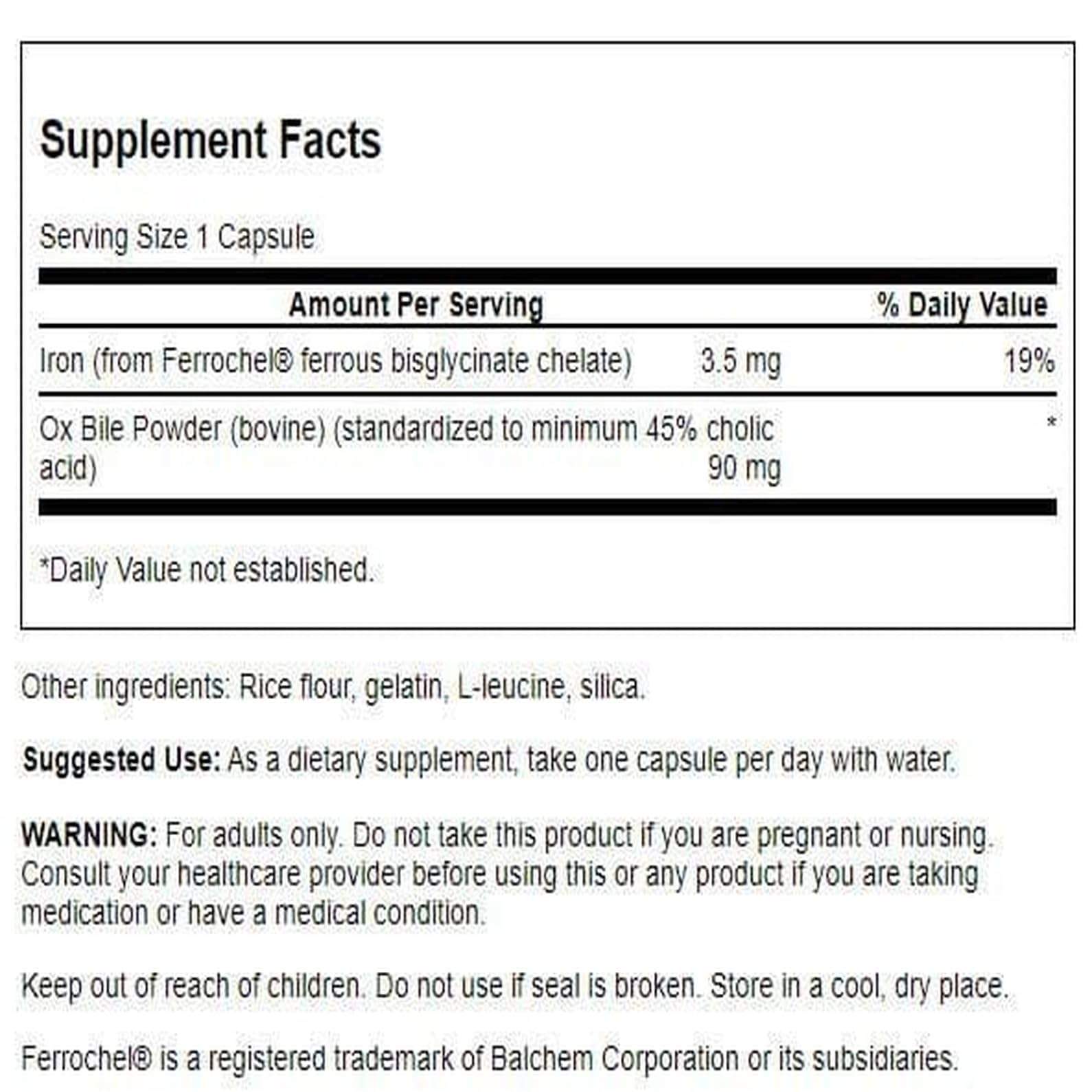 Trace minerals support with Swanson Ox Bile