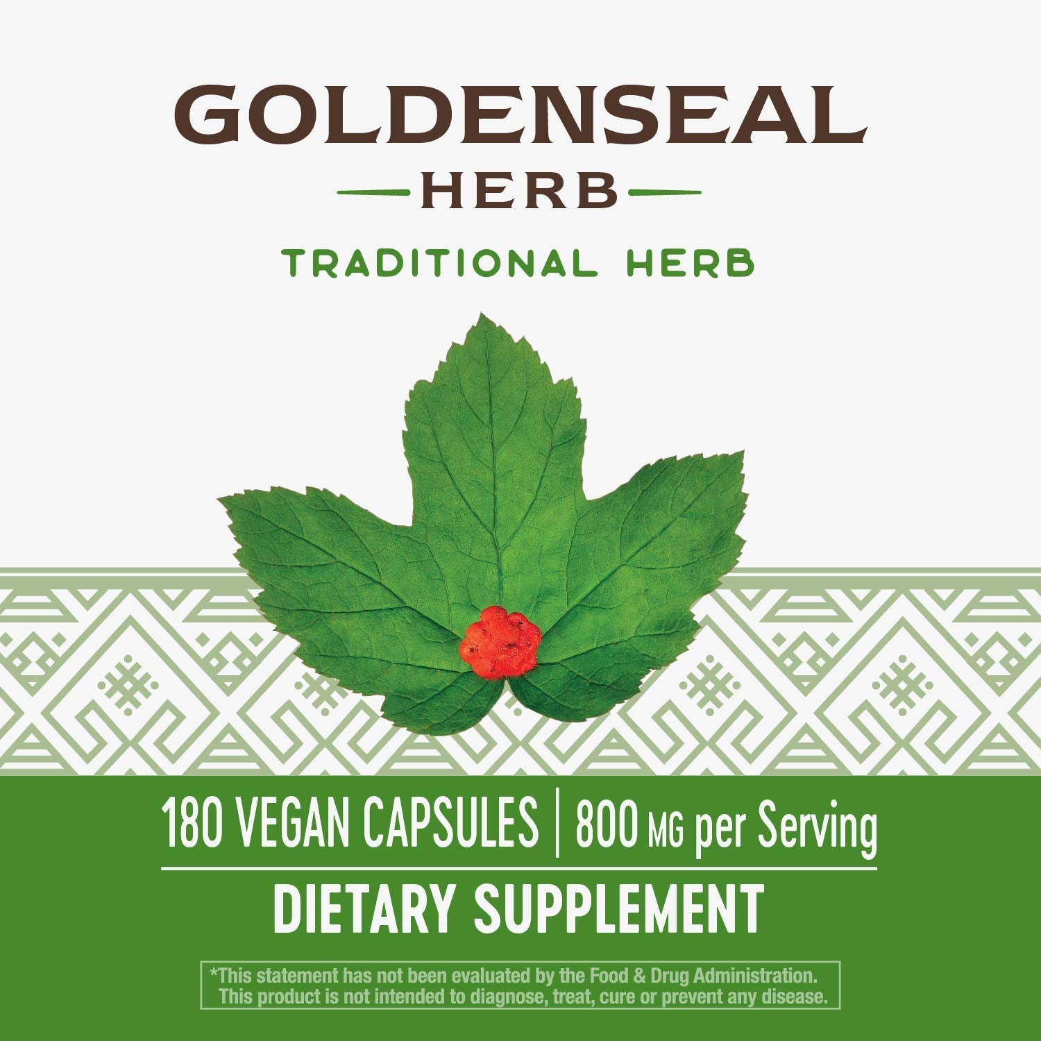 traditional goldenseal with stem and leaf