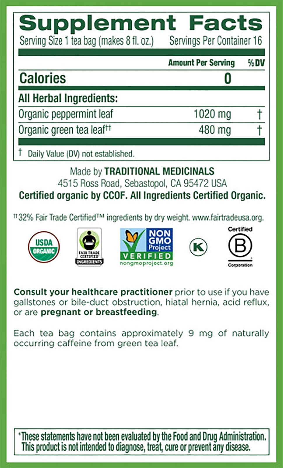 traditional medicinal green tea blend