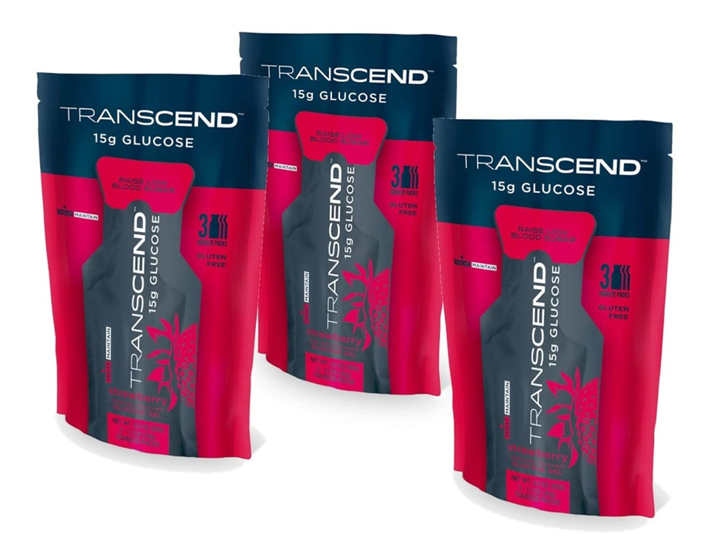 Transcend strawberry glucose gels for energy